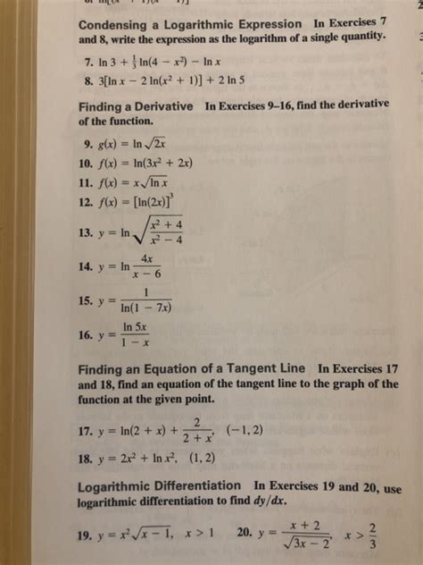solved 2 condensing a logarithmic expression in exercises 7