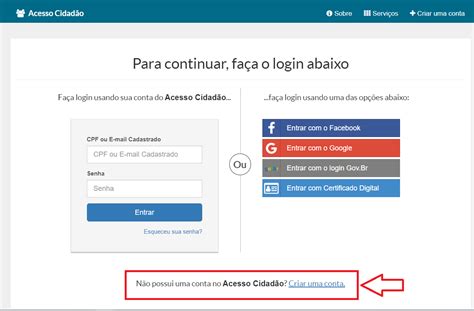 Como Criar Uma Conta Documentação Acesso Cidadão