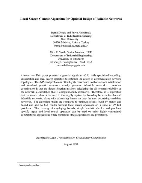 pdf local search genetic algorithm for optimal design of reliable networks