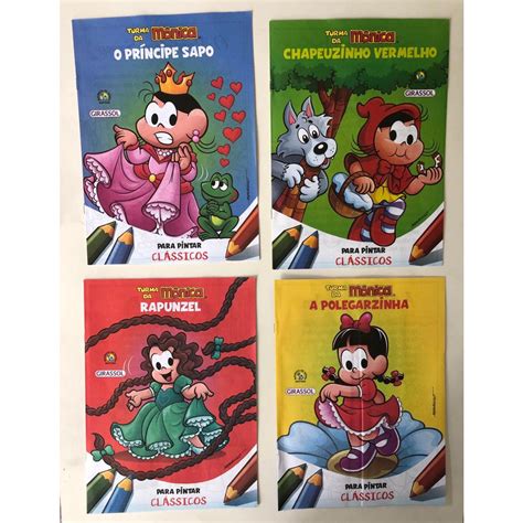 Kit 15 Revistas Infantil Colorir Turma da Mônica Hisórias de Pintar e