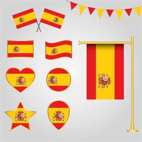 Colección de vectores de emblemas e iconos de la bandera de españa en