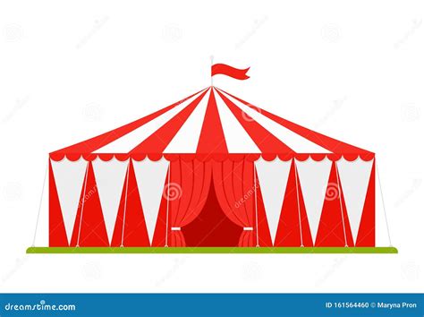 Circus Tent Vector Illustration Carnival Red Marquee Flat Design