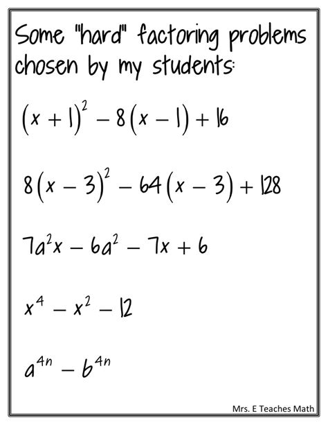 factoring problems worksheet with answers