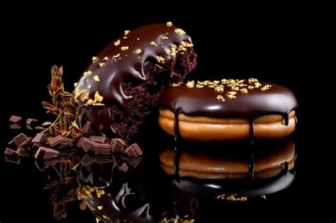 Premium AI Image A Stack Of Chocolate Covered Donuts With Sprinkles