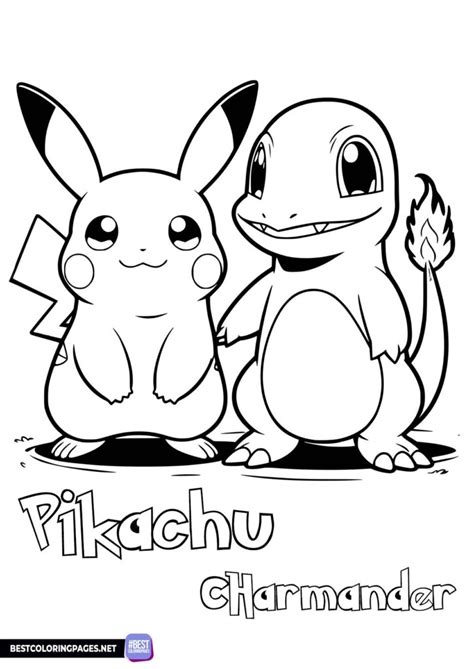 Pikachu And Charmander Coloring Page Free Printable Coloring Pages