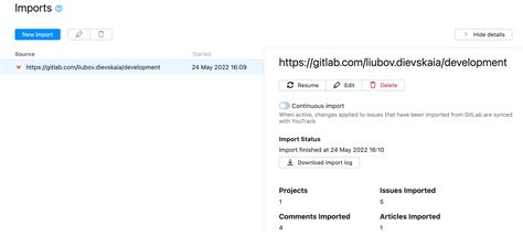 Import From GitLab YouTrack Server Documentation