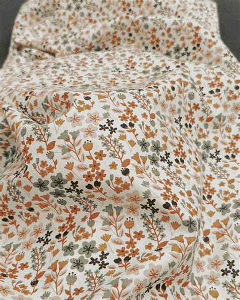 Tissu Coton Fleuri Terracotta Vert Tissus Et Nappes Westeel