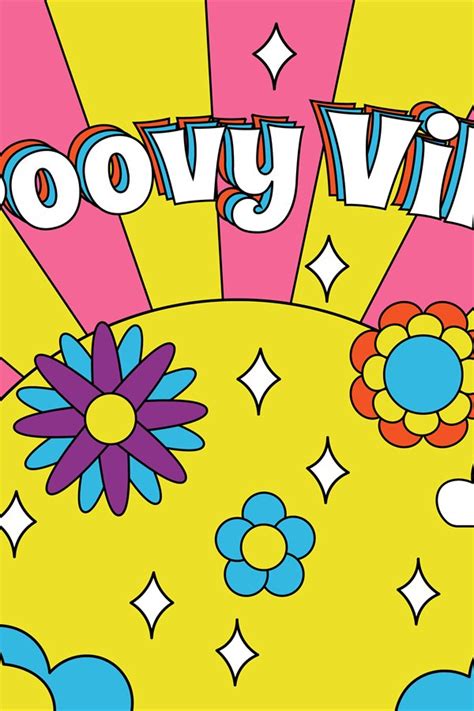 Groovy Retro Vibes Psychedelic Style 70s Hipster Poster Hi