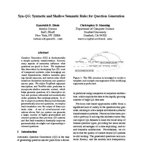 syn qg syntactic and shallow semantic rules for question generation acl anthology