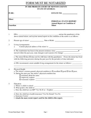 Fillable Online Probate Personal Status Report Fill Online Printable