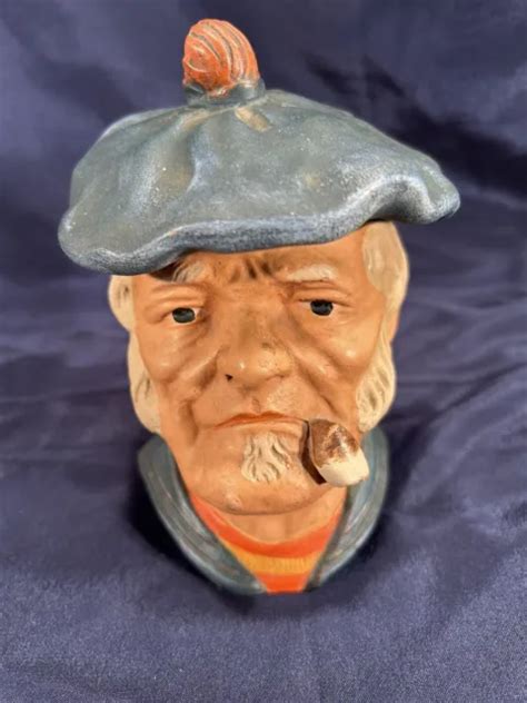 ANCIEN POT À Tabac Antropomorphe Tête de Pécheur en Terre Cuite EUR 50