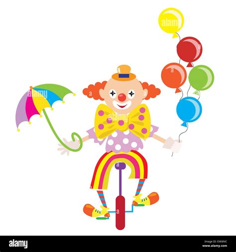 Payaso de circo lindo gracioso cómic ilustración aislado vector Imagen