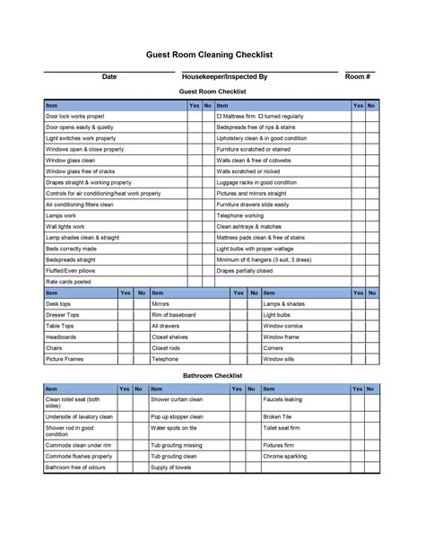 Hotel Housekeeping Checklist