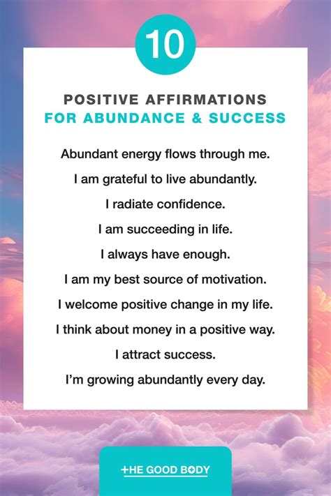 Affirmations For Abundance Prosperity Success