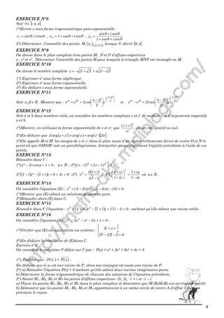 Exercice Nombres Complexes PDF