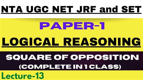 Square Of Opposition Logical Reasoning Paper 1 NTA UGC NET JRF