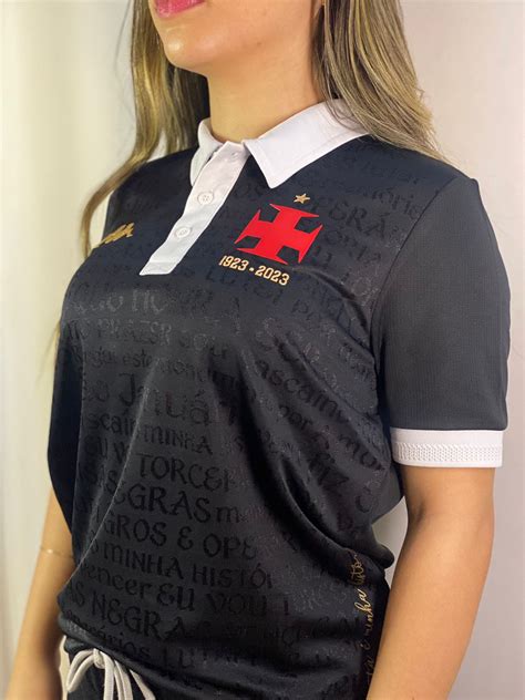 Camisa Vasco Oficial III 2023 Kappa Juvenil Camisas Negras Gigante