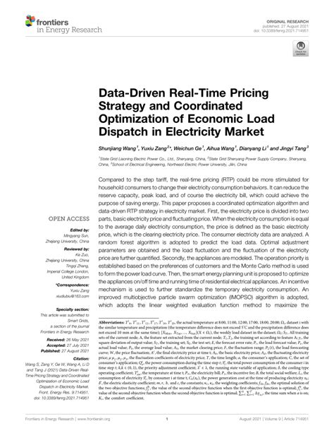 pdf data driven real time pricing strategy and coordinated optimization of economic load