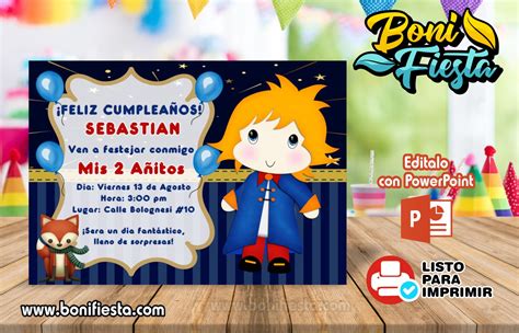 Invitación de El Principito Boni Fiesta