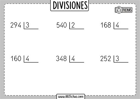 Fichas con Ejercicios de Divisiones para Niños de Primaria