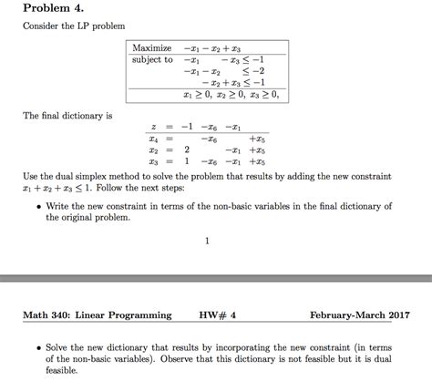 solved use the dual simplex method to solve the problem that
