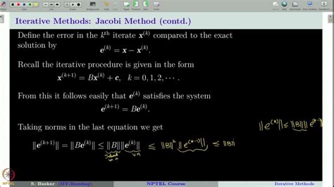 week 4 lecture 18 iterative methods convergence of jacobi method youtube