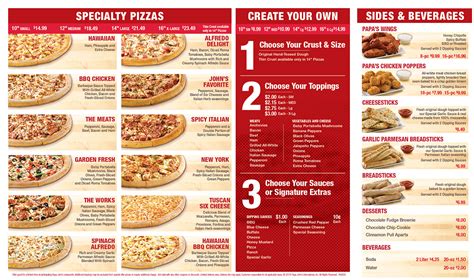 Papa Johns Printable Menu