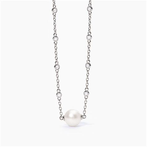 Collana In Argento Con Perla E Zirconi Bianchi Mabina Gioielli