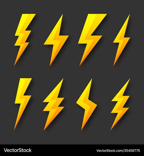 Yellow Lightning Bolt Icons Collection Flash Vector Image