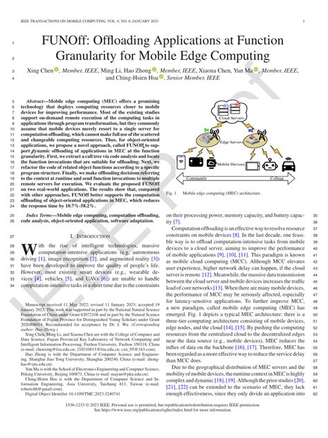 pdf funoff offloading applications at function granularity for mobile edge computing