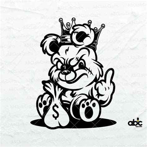 Teddy Bear King Money Bag Svg File Scar Face Bandage Rich Savage Hip