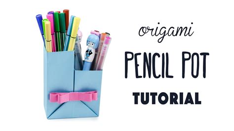 Origami Pencil Pot Tutorial Diy Paper Kawaii Youtube