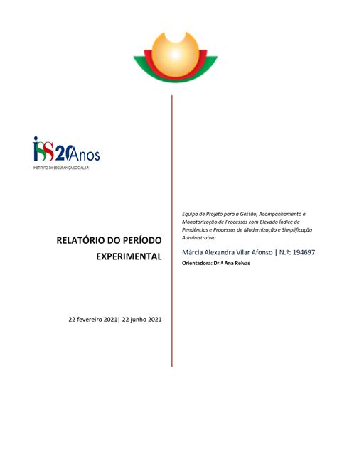 Relatório Márcia Afonso Período Experimental Assistente Técnica