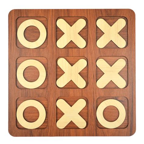 Wooden Tic Tac Toe Board Game Classic Strategy With Elegant Design