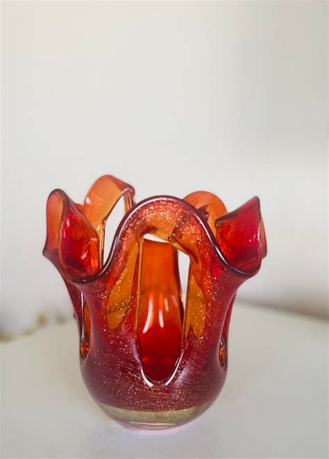 Vintage Makora Krosno Blown Handmade Art Glass Open Vase Etsy