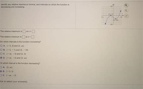 solved identify any relative maxima or minima and intervals