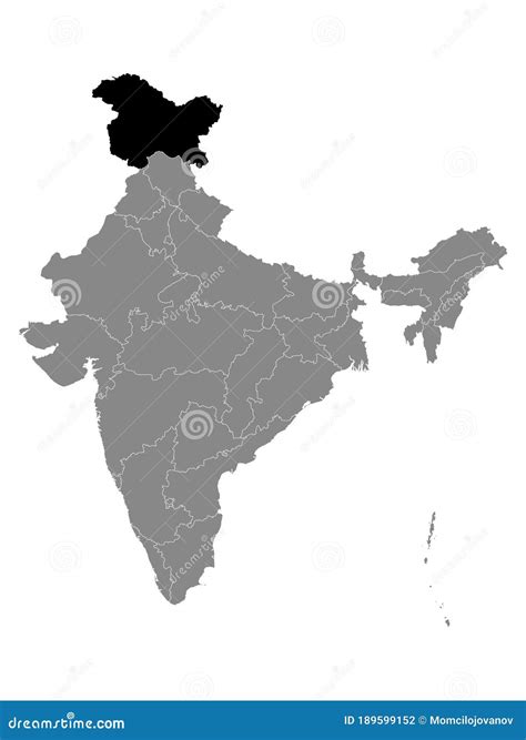 Location Map Of Jammu And Kashmir With Ladakh Union Territory Stock