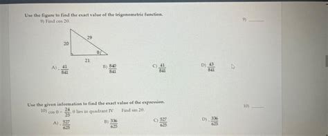 solved use the figure to find the exact value of the