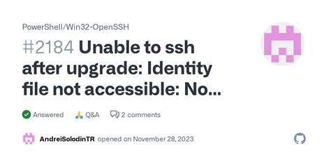 Unable To Ssh After Upgrade Identity File Not Accessible No Such File