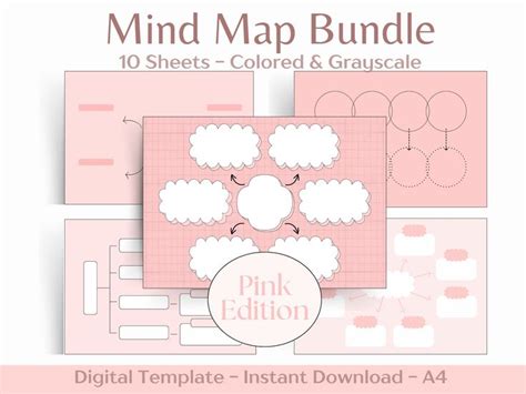 Mind Map Template Printable Mind Map Planner Brainstorm Diagrams Study