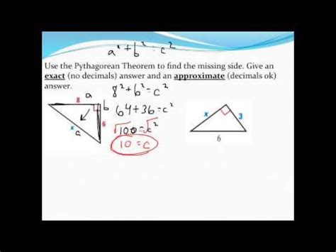 Using The Pythagorean Theorem To Find Missing Sides Of Right Triangles