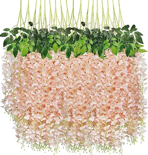 Amazon Cewor Pack Wisteria Hanging Flowers Feet Artificial