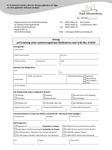 Ausf Llbar Online Antrag Auf Erteilung Einer Verkehrsregelnden Manahme