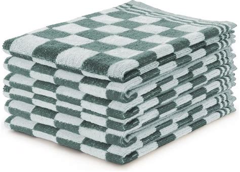 Keukendoeken Set Blok Donker Groen 50x50 Set Van 6 Geblokt