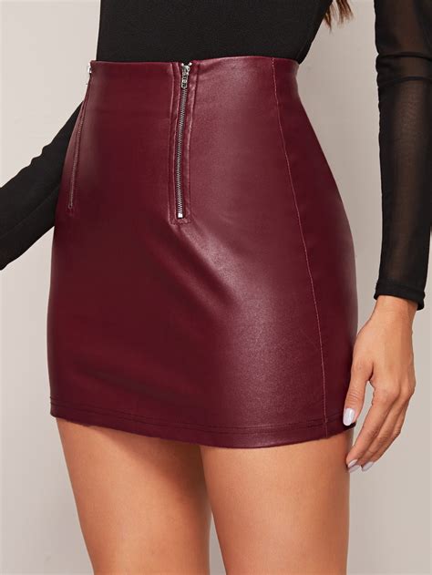 Jupe moulante courte en cuir PU zippée SHEIN France