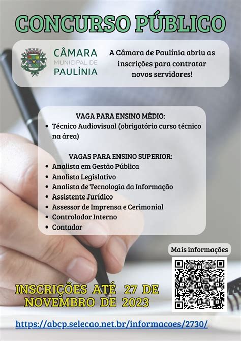Concurso Público da Câmara Municipal de Paulínia Oportunidades