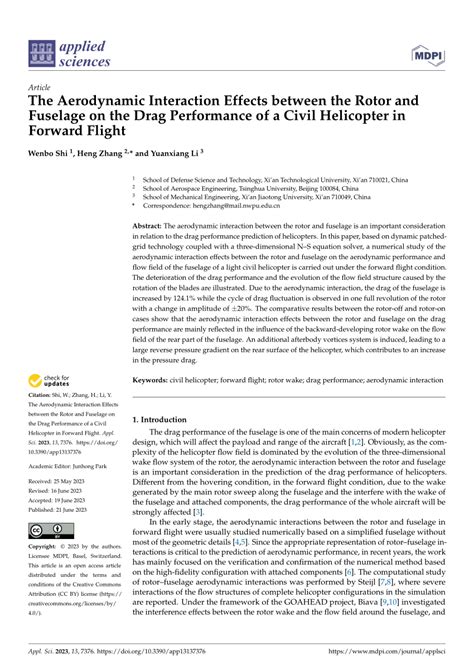 pdf the aerodynamic interaction effects between the rotor and fuselage on the drag performance