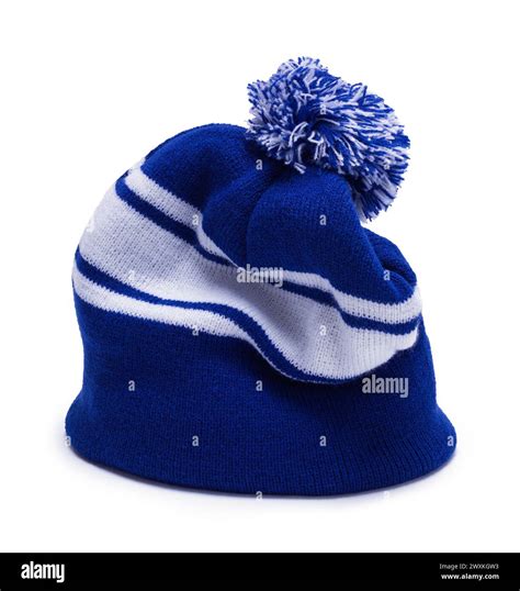Blue Striped Stocking Hat Cut Out On White Stock Photo Alamy