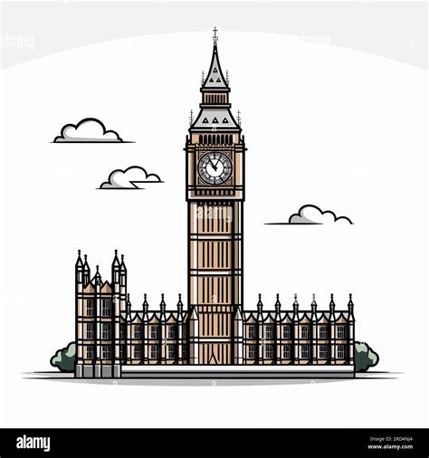 Big Ben Big Ben Hand Drawn Comic Illustration Vector Doodle Style