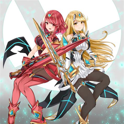 Safebooru 2girls Absurdres Aegis Sword Xenoblade Bangs Bare Shoulders Black Gloves Black